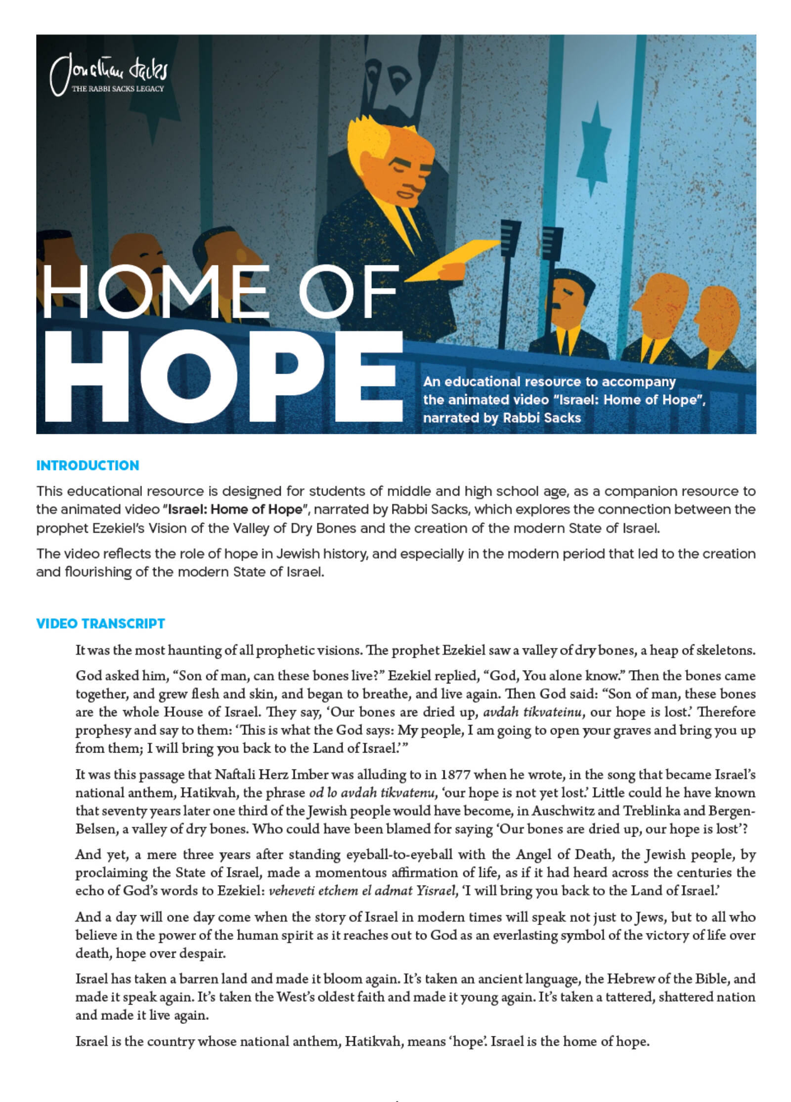 Israel: Home of Hope (animated video) | Video | The Rabbi Sacks Legacy