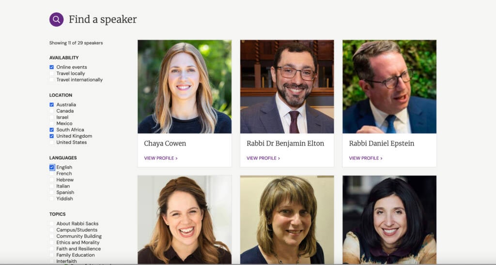 The Rabbi Sacks Legacy Launches New Speaker Directory | The Rabbi Sacks Legacy